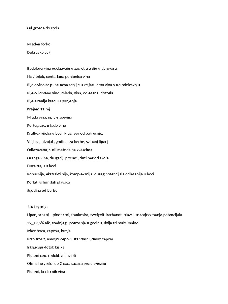 Od Grozda Do Stola | PDF