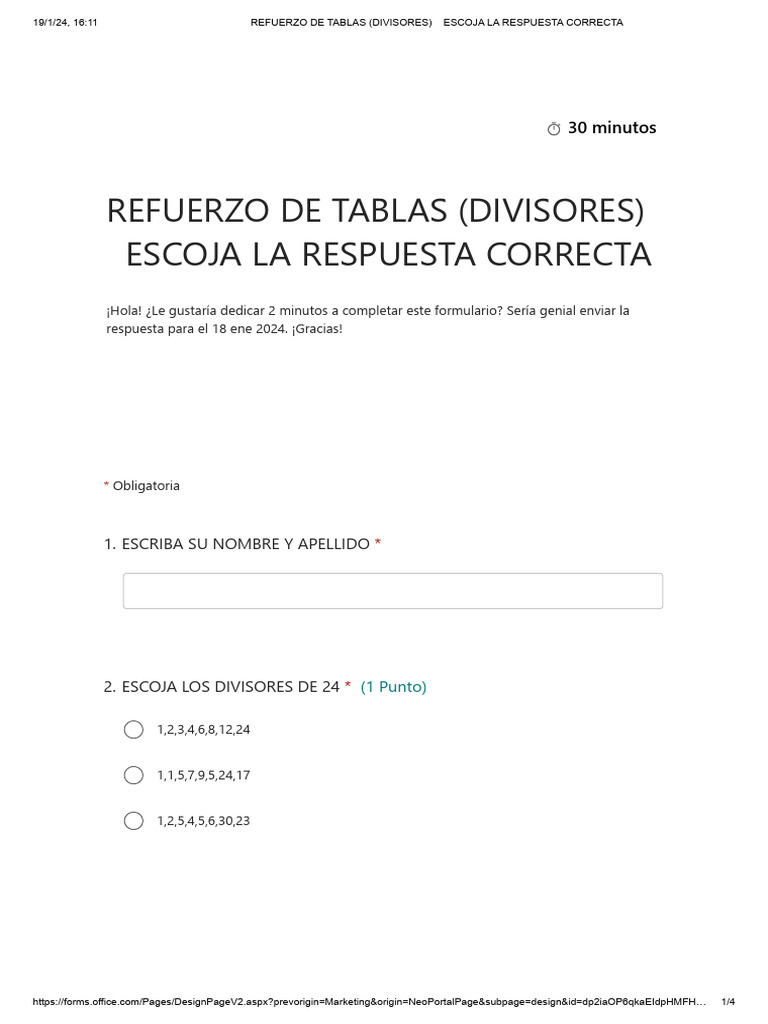 REFUERZO DE TABLAS (DIVISORES) ESCOJA LA RESPUESTA CORRECTA | PDF | Ajedrez