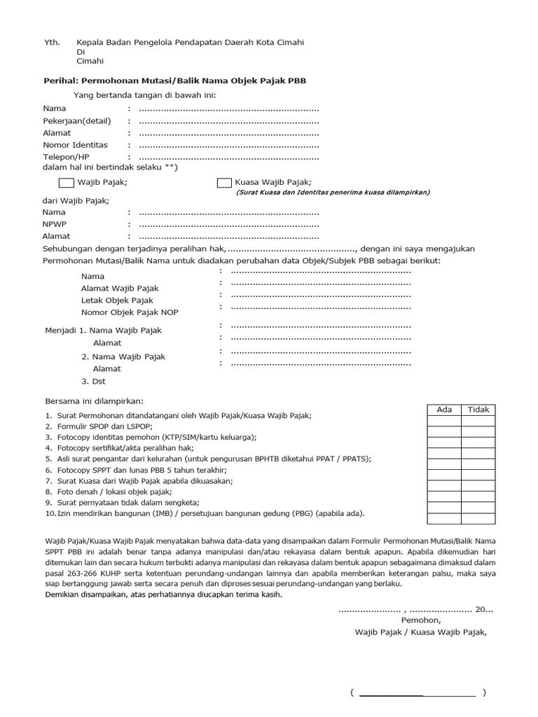 Form Mutasi Penuh - Sebagian | PDF