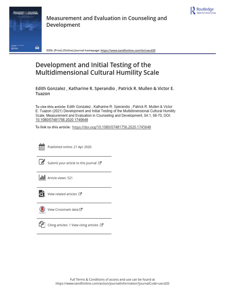 Development and Initial Testing of The Multidimensional Cultural ...