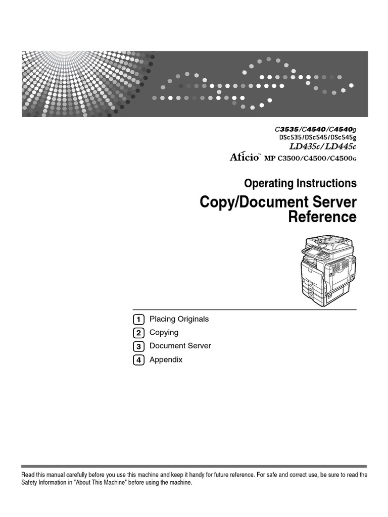 Copy/Document Server Reference: Operating Instructions | PDF ...