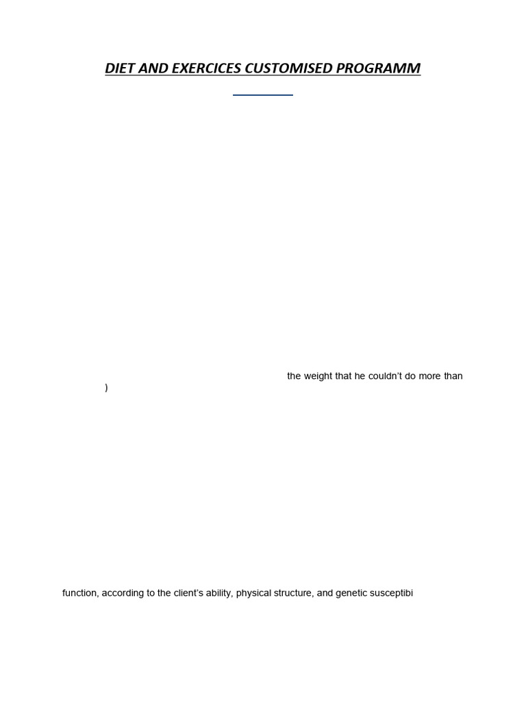 Diet and Exercice Customized Program | PDF | Strength Training | Calorie