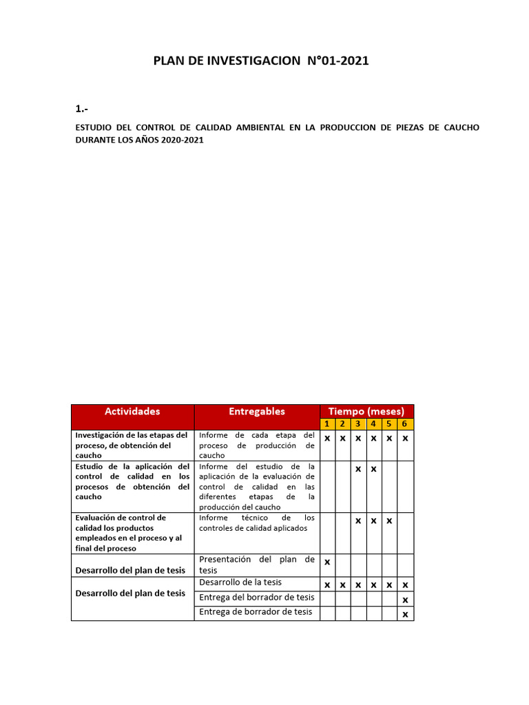 Avance Plan de Investigacion N°2-2021avc. | PDF | Caucho natural ...