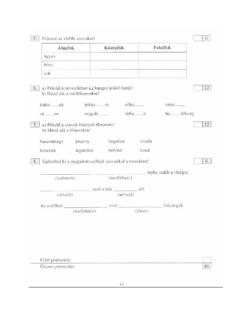 Apaczai nyelvtan felmero nevszok 4 osztaly A 2 | PDF
