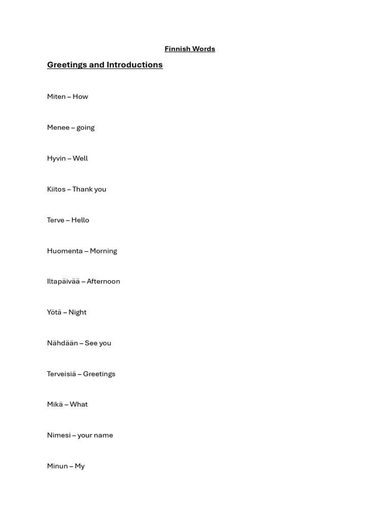 Finnish Words | PDF