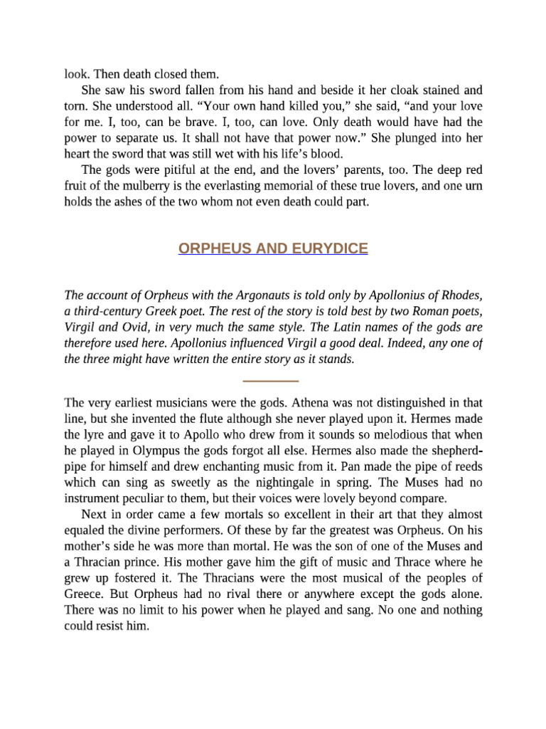 Orpheus and Eurydice | PDF