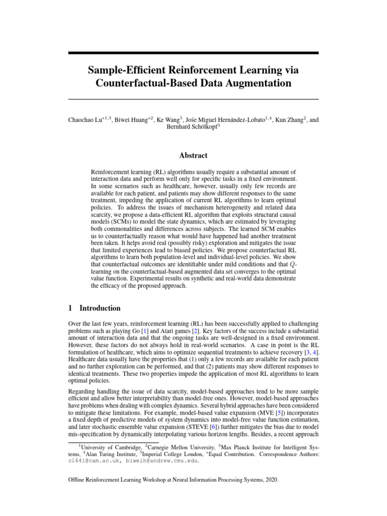 Sample-Efficient Reinforcement Learning Via Counterfactual-Based Data Augmentation | PDF ...