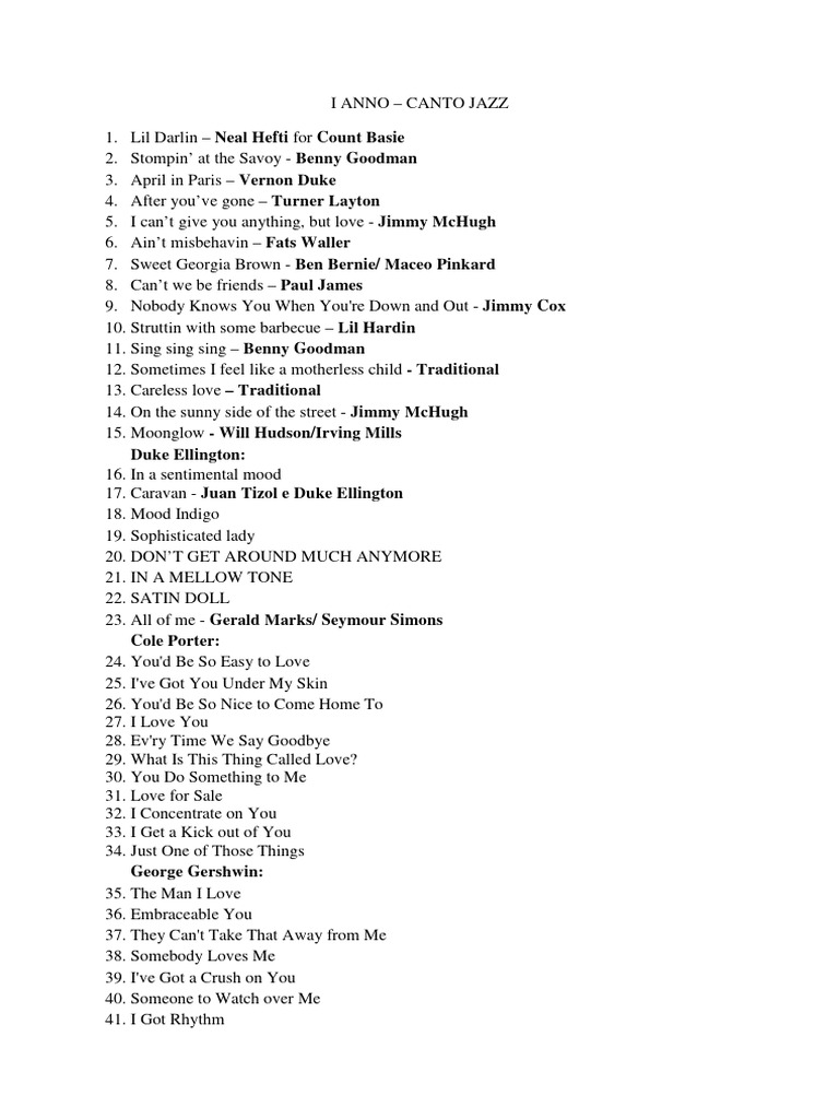 Brani I Anno - Canto Jazz | PDF