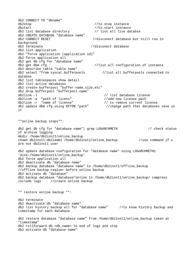 Db2 Commands & Online Backup | PDF