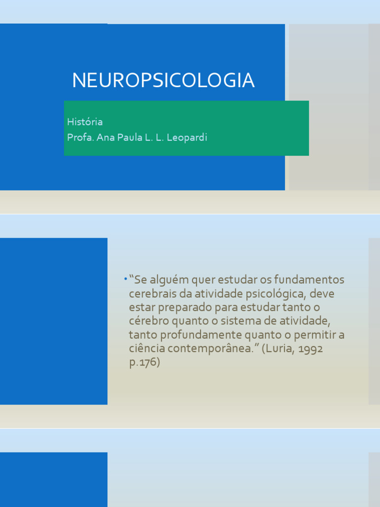 Conceito e História da Neuropsicologia- 2018 | PDF | Neuropsicologia | Memória