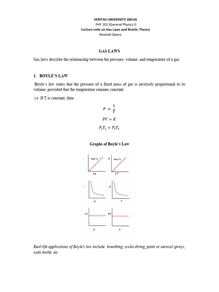 C. Gas Laws & Kinetic Theory of Gases | PDF | Gases | Temperature