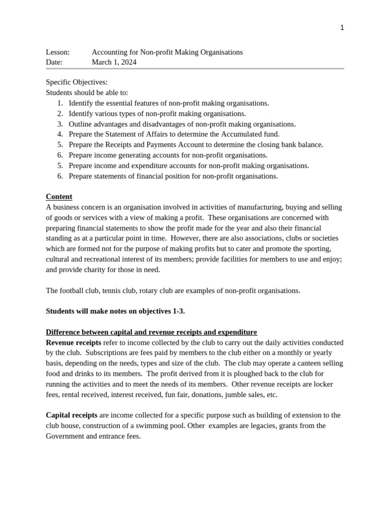 Accounting For Non Profit Organizations Pdf Expense Debits And