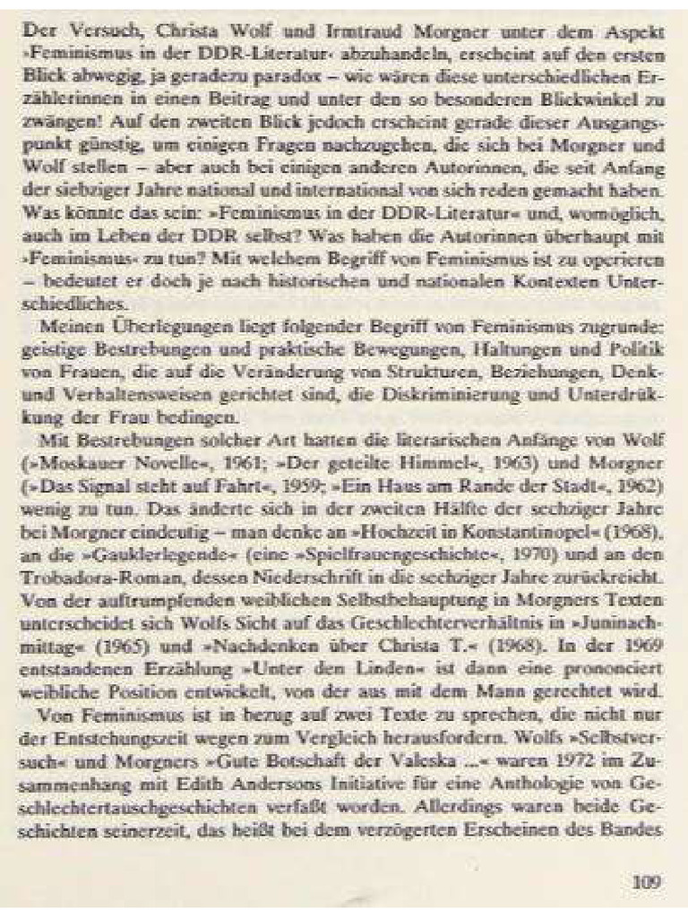 Literatur in Der DDR Christa Wolf I | PDF