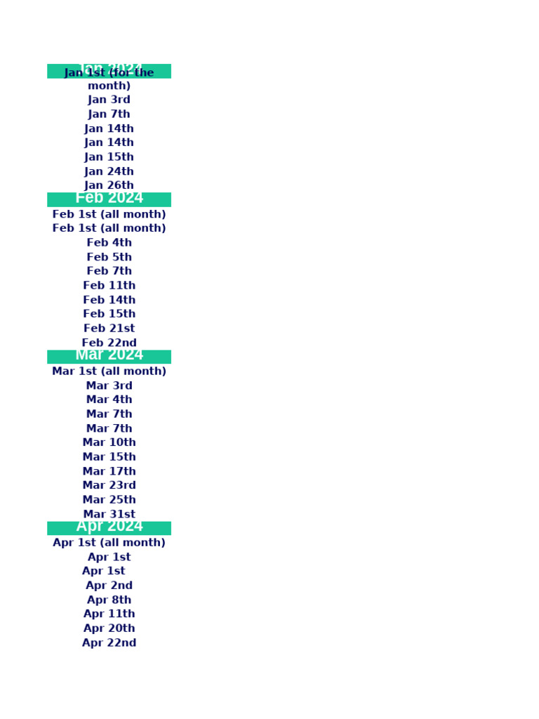 Email Calendar Key Dates 2024 | PDF
