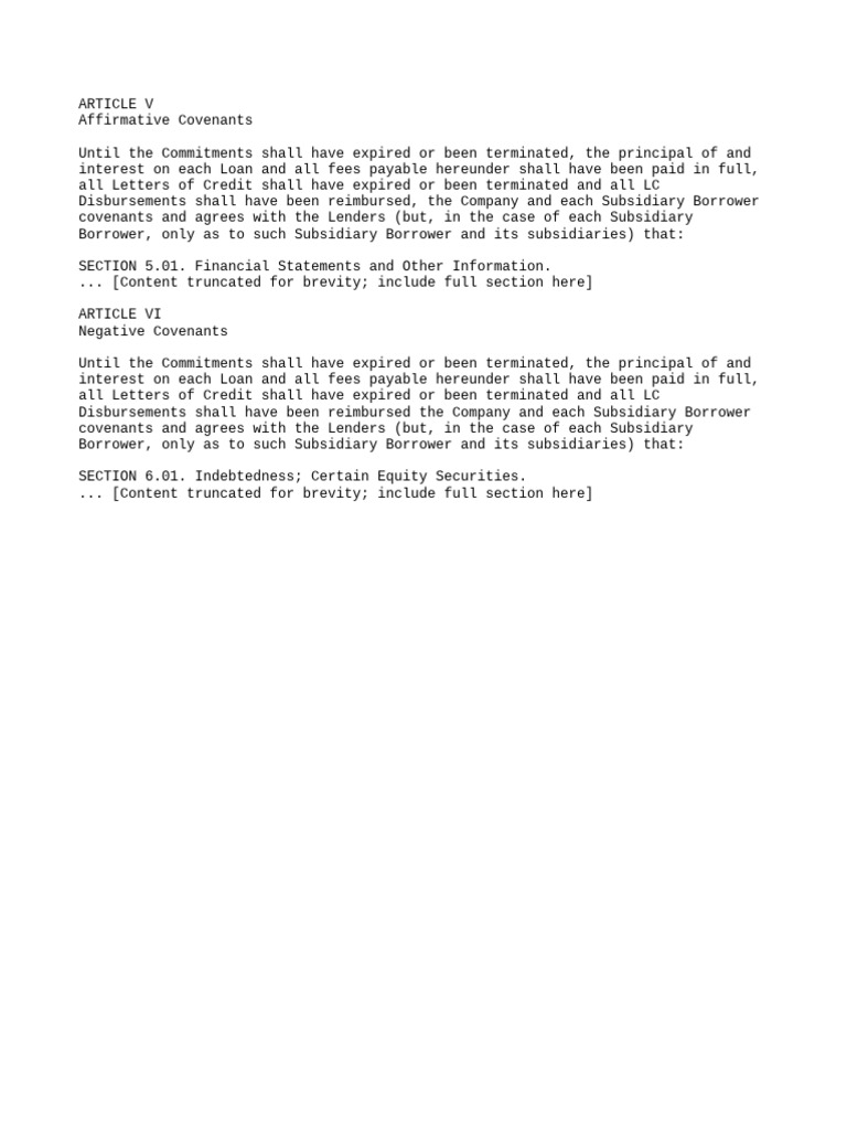 Affirmative and Negative Covenants | PDF