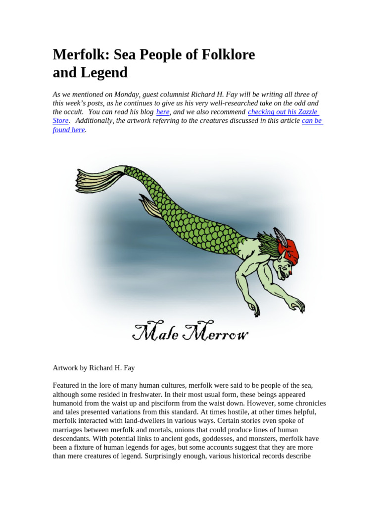 Merfolk, Sea People of Folklore and Legend - Richard H. Fay | PDF ...