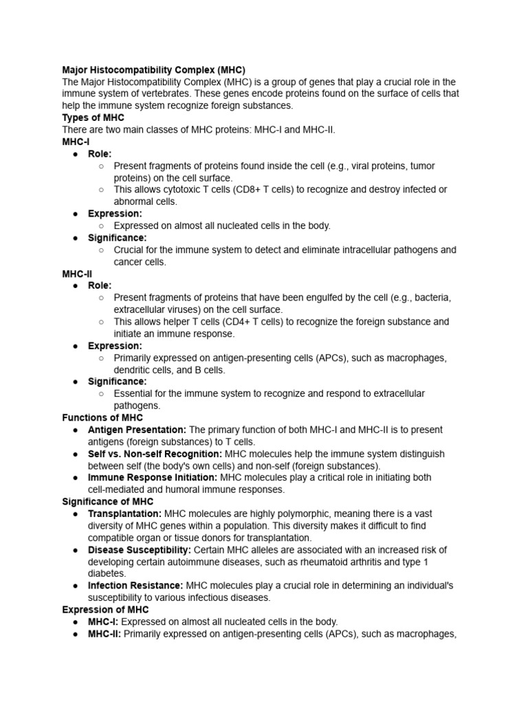 MHC -I AND MHC -II | PDF | Major Histocompatibility Complex | Immune System