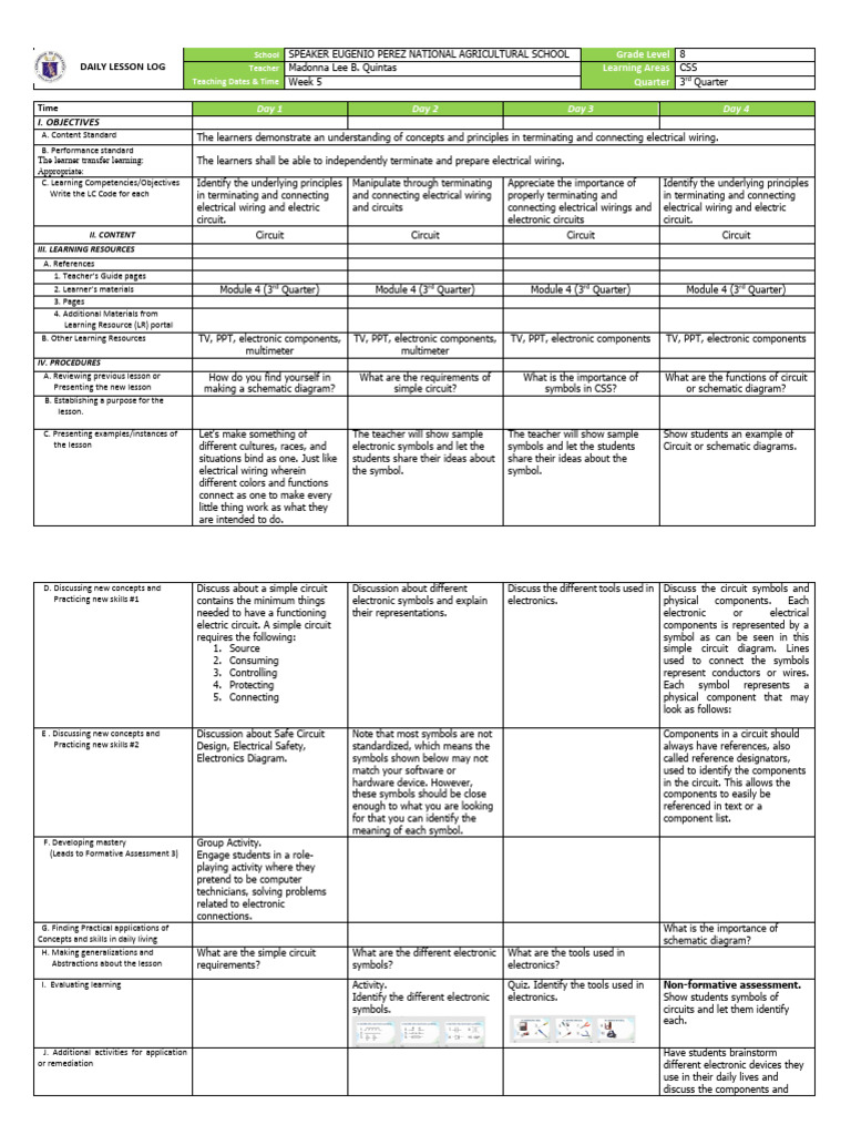 DLL_CSS 8_Q3_W5 | PDF | Electronic Circuits | Learning