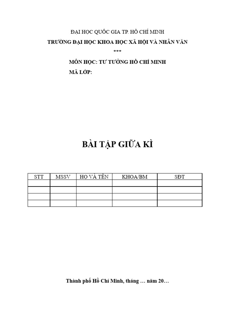 TTHCM - BT Giua Ky | PDF