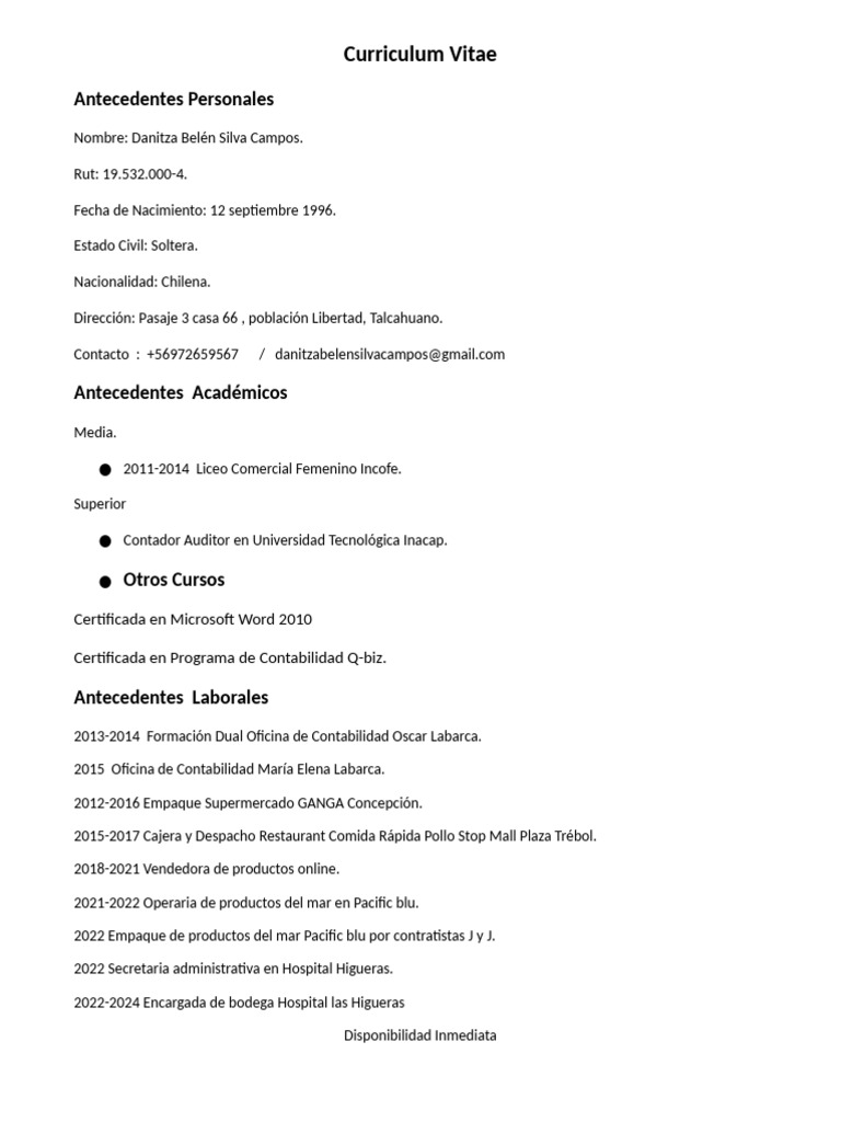 Curriculum Danitza Silva 2024 | PDF