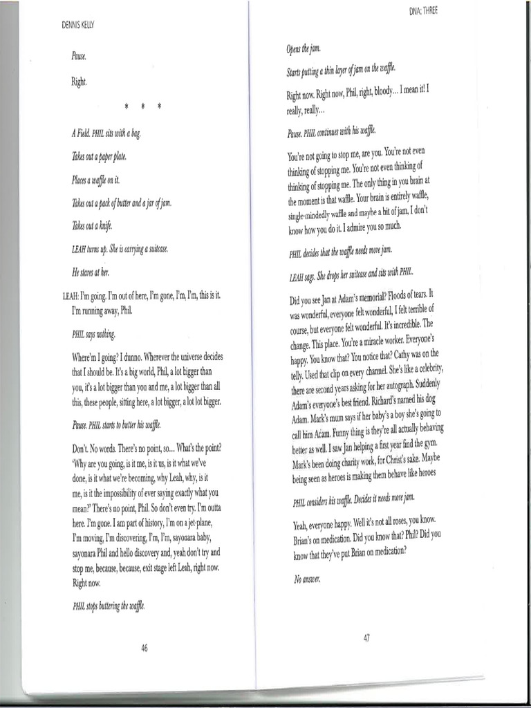 DNA Act III LEAH Monologue | PDF