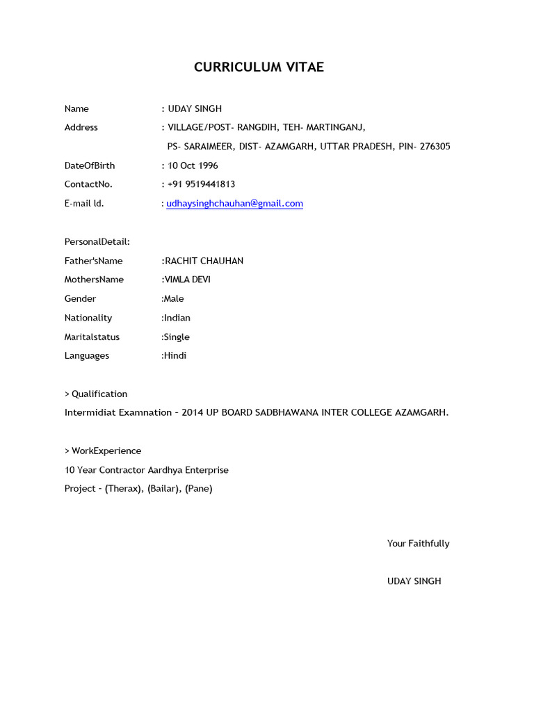 Uday Singh CV | PDF