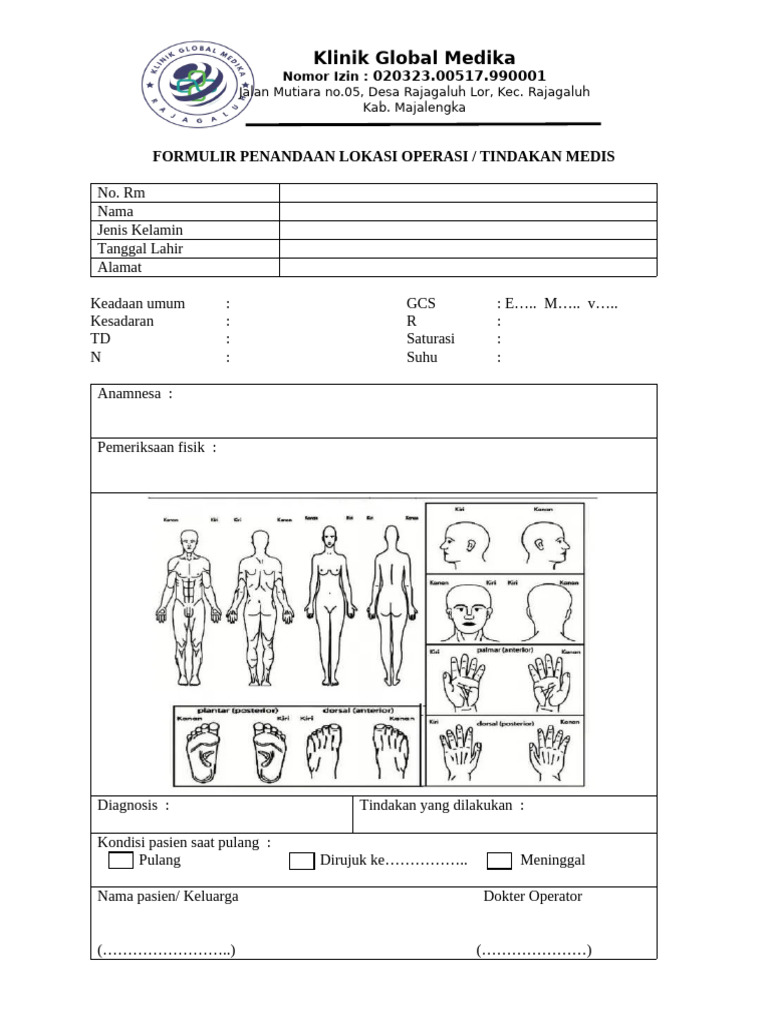 Formulir Penandaan Lokasi Operasi | PDF