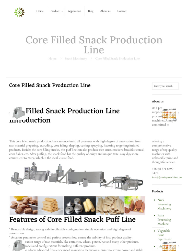 Core Filled Snack Production Line, Core Filling Snacks Puff Line | PDF ...