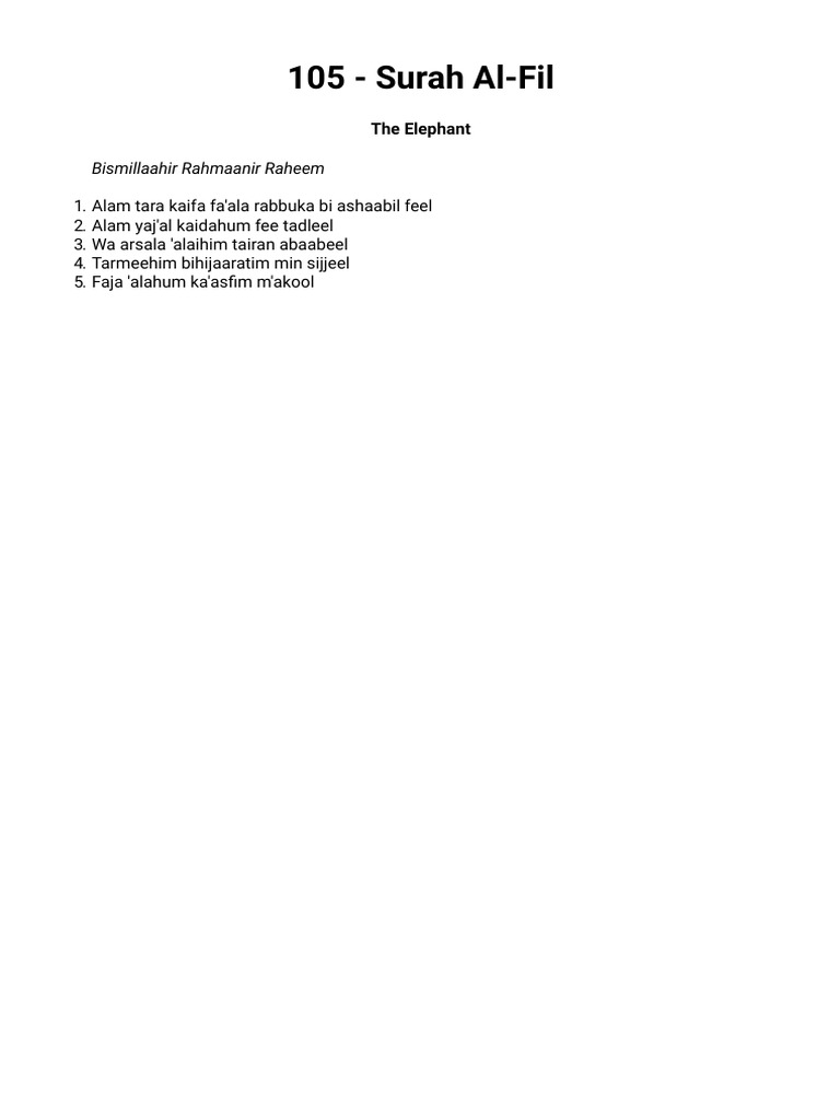 105 Surah Al-Fil | PDF