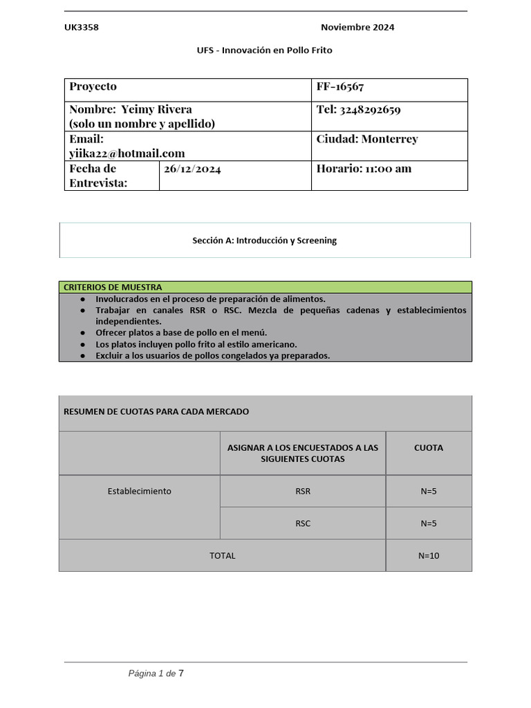 Investigación sobre Pollo Frito en RSR/RSC | PDF | Interrogatorio ...