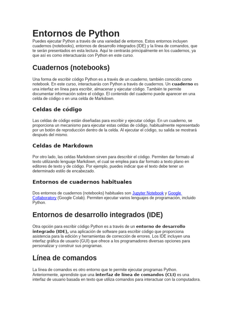 2 Entornos de Python | PDF | Interfaz de línea de comando | Entorno de desarrollo integrado