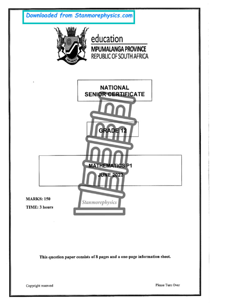 MP Maths Grade 12 June 2023 P1 and Memo | PDF