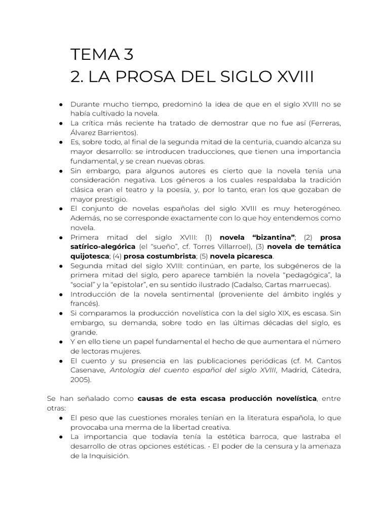 Tema 3 - 2. Prosa Del Siglo Xviii | PDF | Novelas