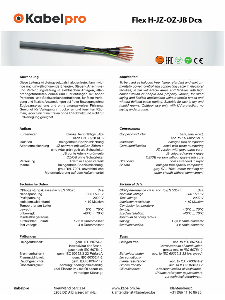 Datasheet Flex H JZ OZ JB Dca | PDF