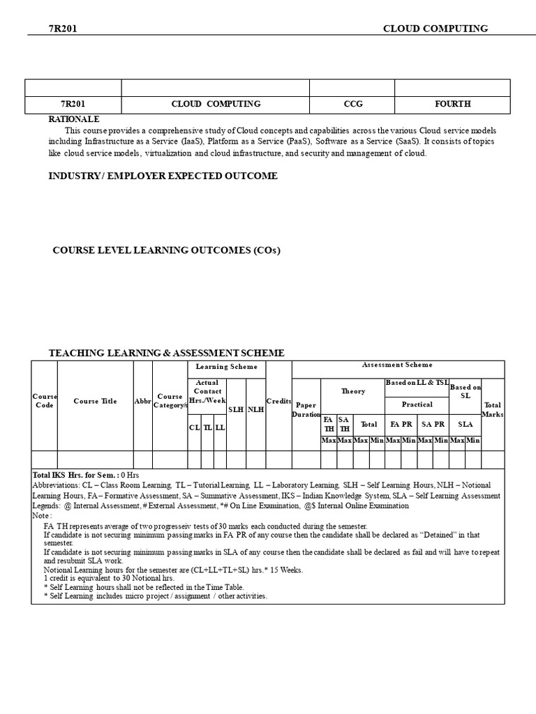 7R201 CCG ITSY Syllabus | PDF | Cloud Computing | Software As A Service