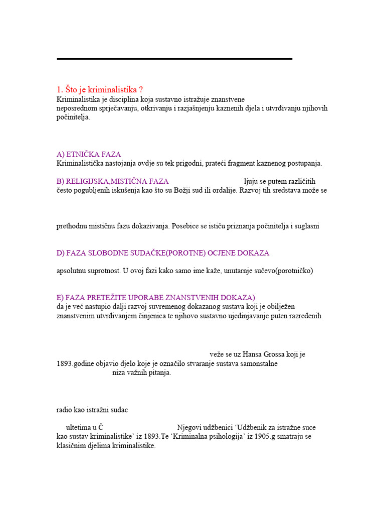 POVIJEST KRIMINALISTIKE 1.kol. | PDF