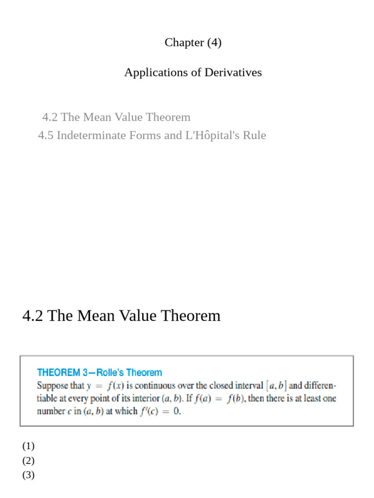 Chapter (4) Applications of Derivatives | PDF
