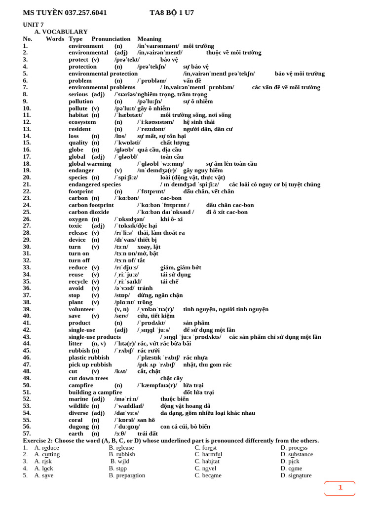 Ta8 B 1 U7 | PDF | Pollution | Waste