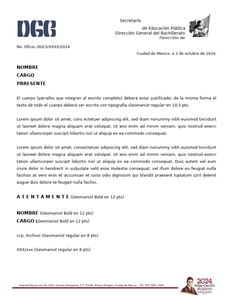 Hoja Membretada DGB 2024 | PDF