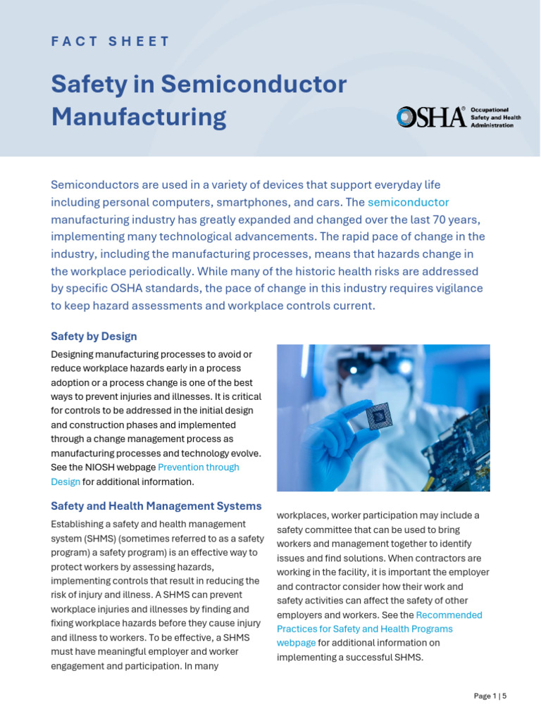 Semiconductor Fs | PDF | Occupational Safety And Health Administration ...