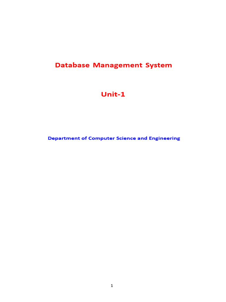 Unit-1 | PDF | Conceptual Model | Databases