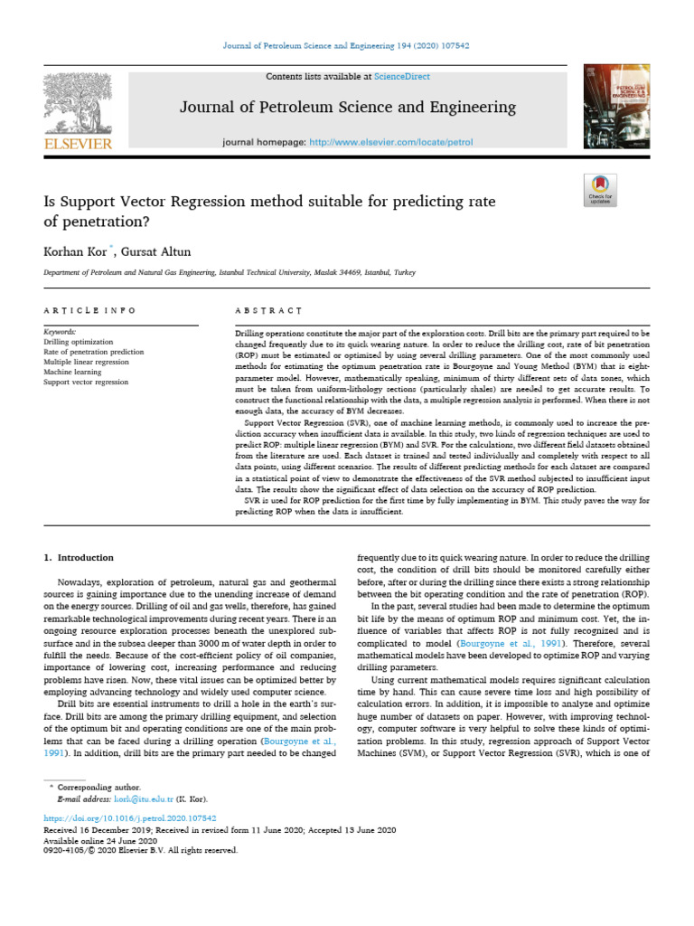 Is Support Vector Regression Method Suitable F 2020 Journal of Petroleum Sci | PDF | Support ...