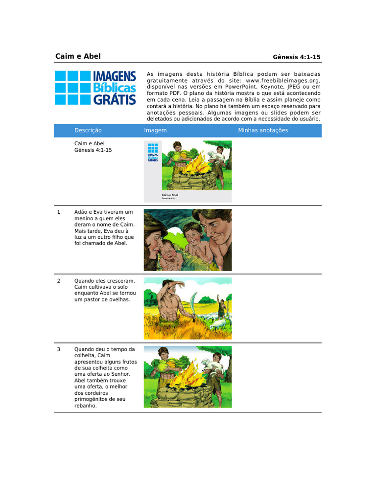 FB Cain Abel StoryPlanner PT | PDF | Caim e Abel