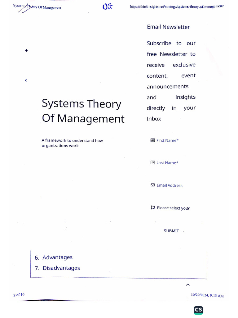 System Theory of Management | PDF