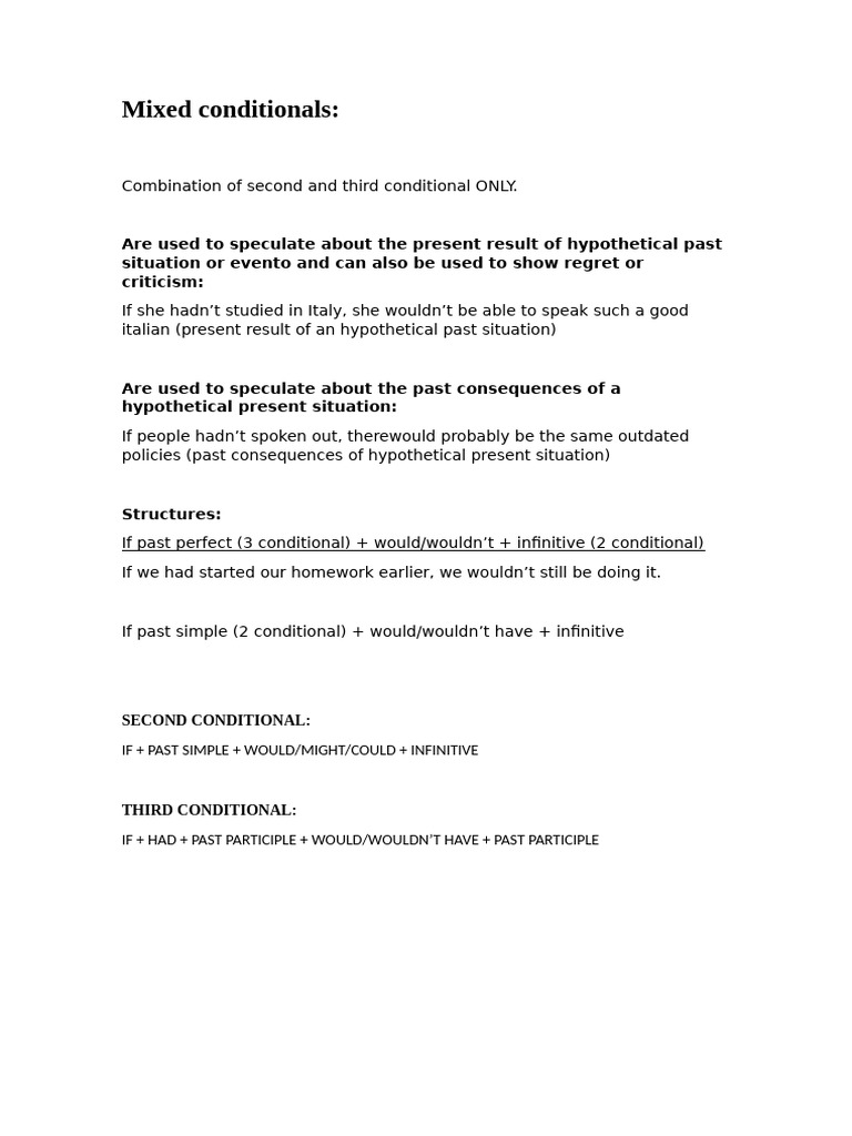 Mixed Conditionals | PDF