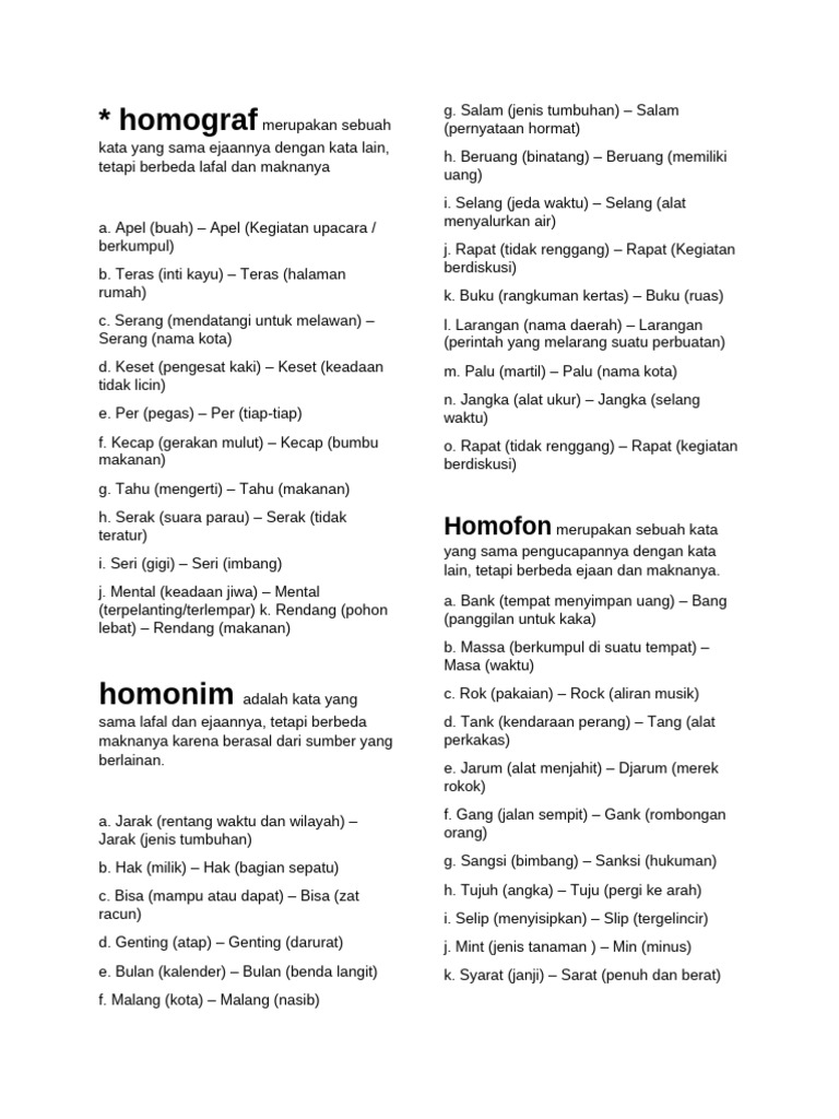 Homograf, Homonim, Dan Homofon | PDF
