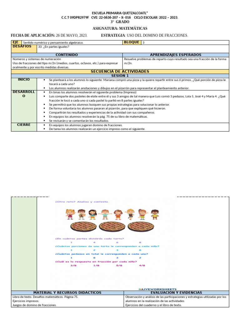 Estrategia de Fracciones en Matemáticas | PDF | Aprendizaje