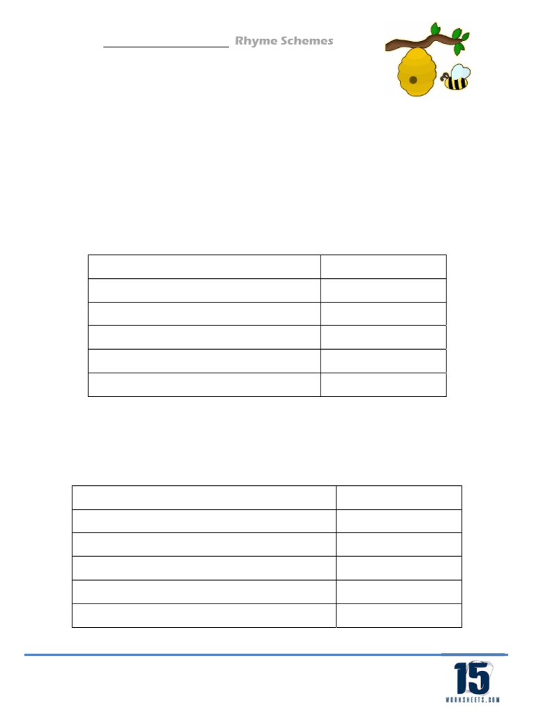 Rhyme Scheme - Worksheet | PDF