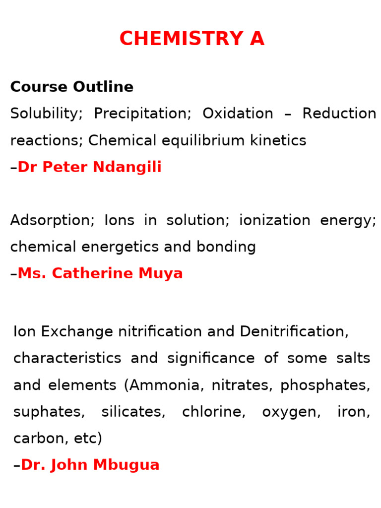 Course Outline Chemistry A | PDF