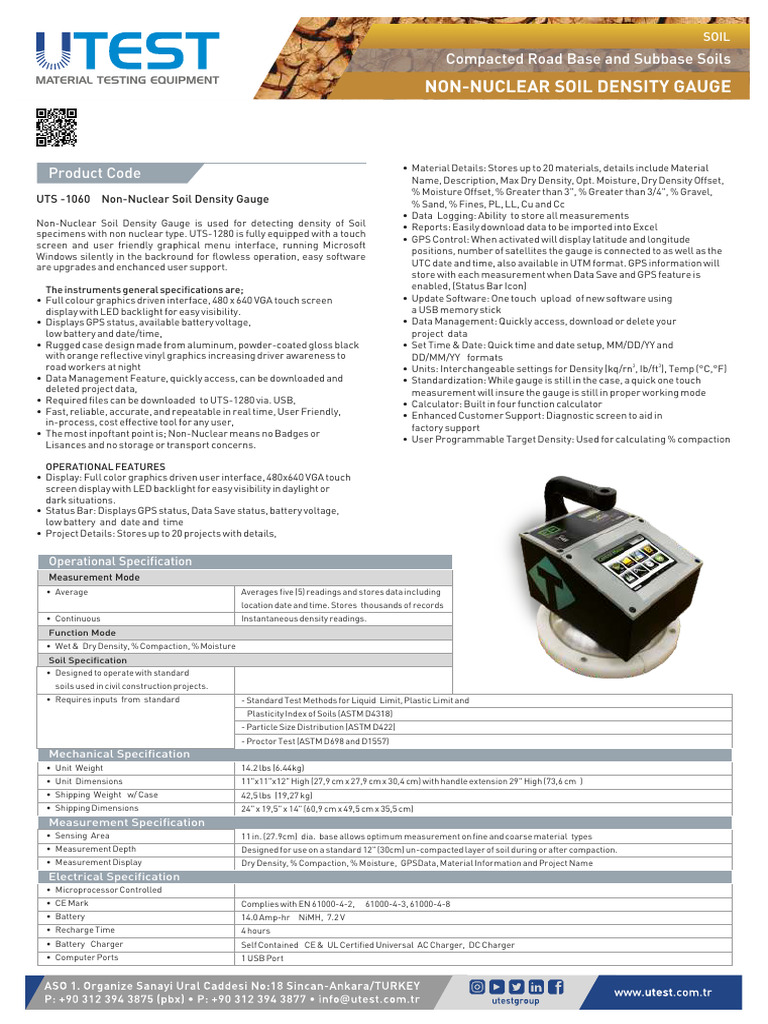 UTS-1060 Non-Nuclear Soil Density Gauge+1 | PDF | Battery Charger | Computer Engineering
